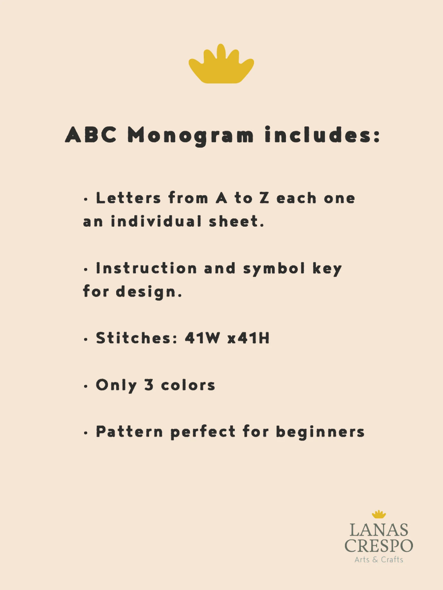 ABC Monogram Ornament Cross Stitch Pattern – Lanas Crespo